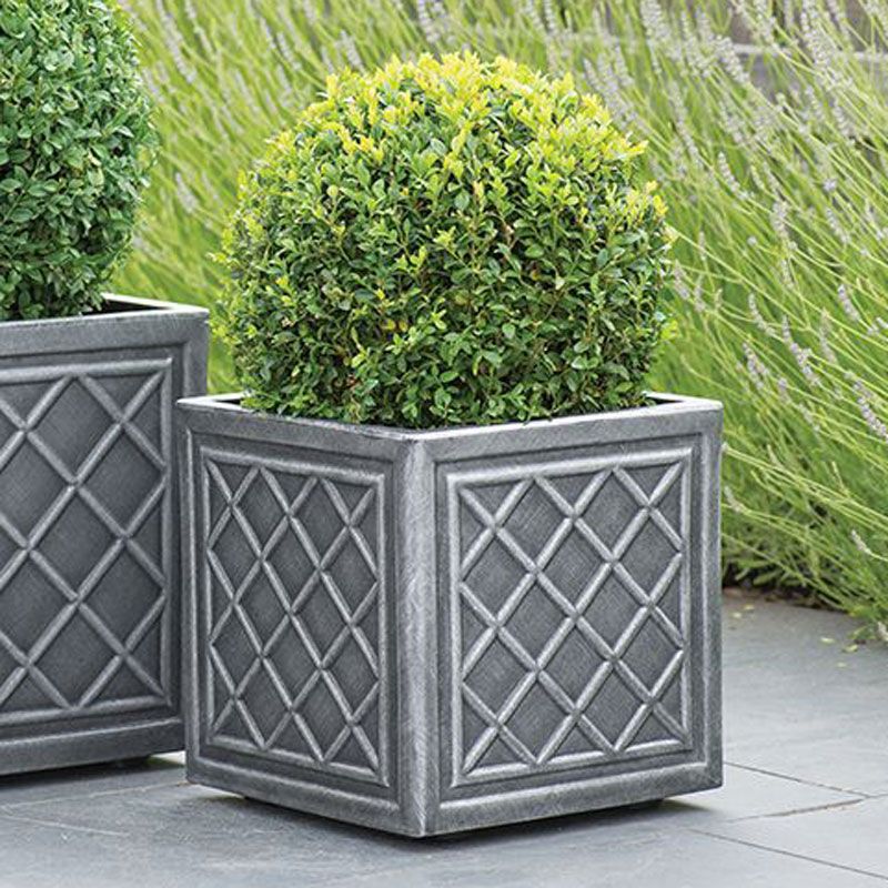 Square Lead Effect Planter 32cm