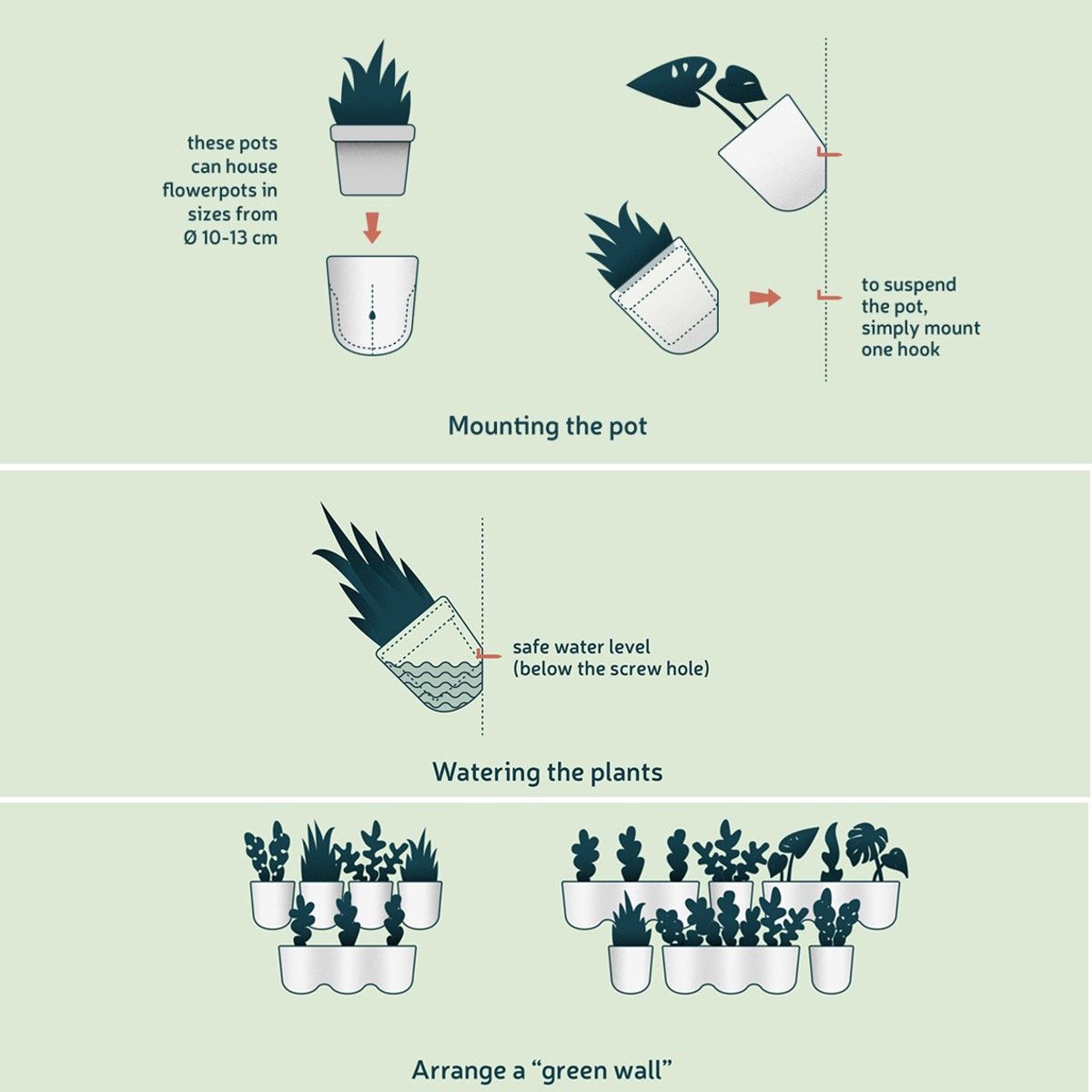 V-Pot Single Angled Wall Pot Planter | Cool Grey